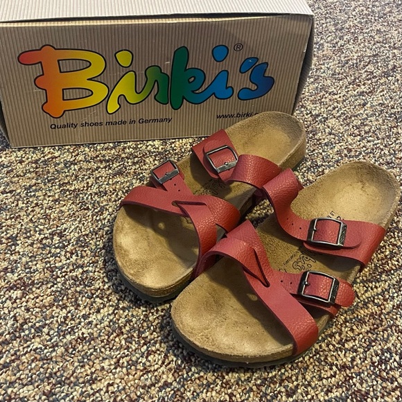 Birkenstock | Shoes | Birkis Nepal Buffalo Red Sandals | Poshmark